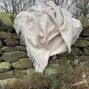 Clotted cream herringbone wool Throw (100% New Wool) – thewildesheep